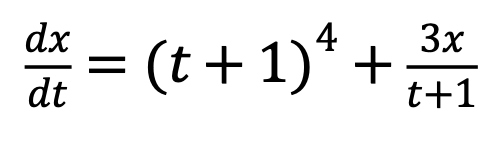 Solved dxdt=(t+1)4+3xt+1 | Chegg.com