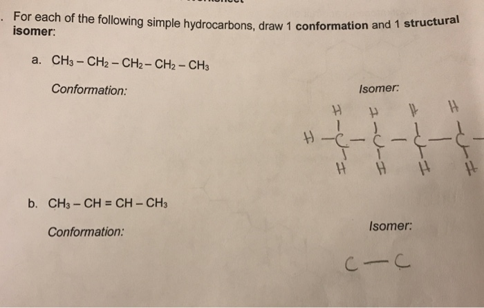 Solved For each of the following simple hydrocarbons, draw 1 | Chegg.com