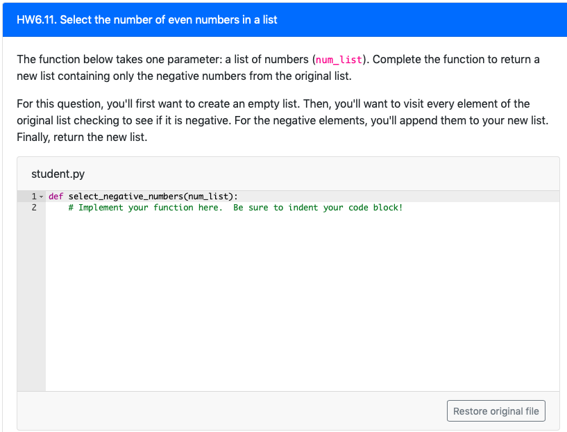 Solved: HW6.11. Select The Number Of Even Numbers In A Lis... | Chegg.com