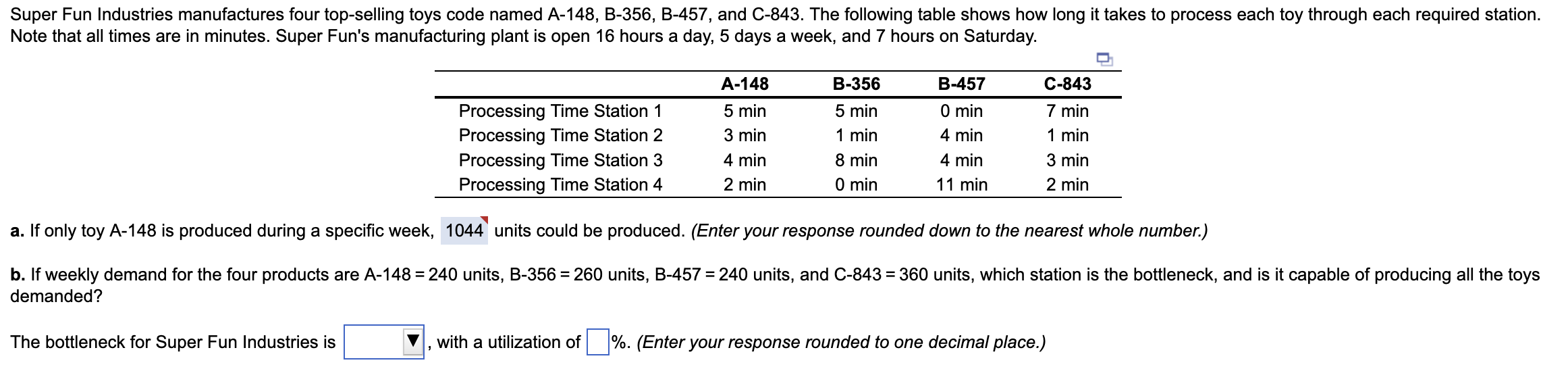Solved a. If only toy A-148 is produced during a specific | Chegg.com