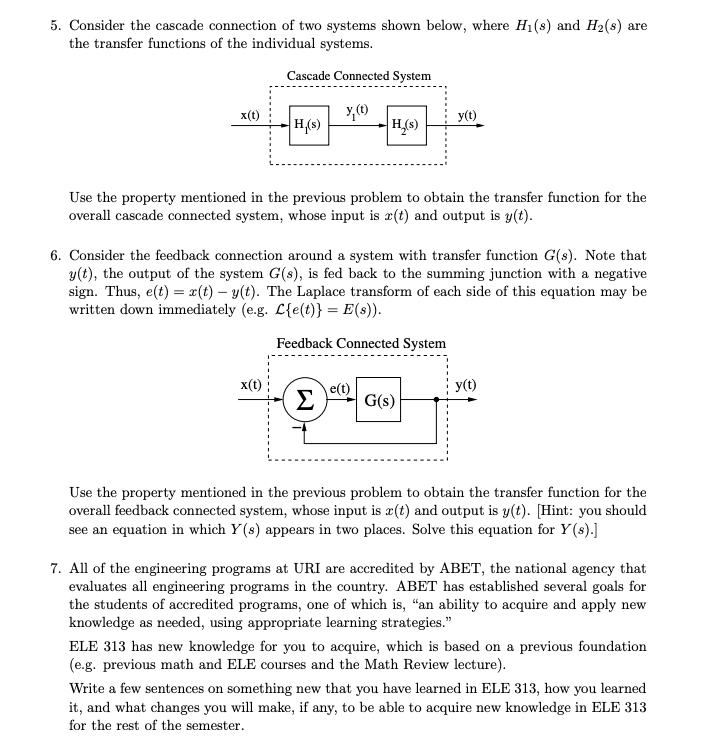 Solved 5. Consider the cascade connection of two systems | Chegg.com
