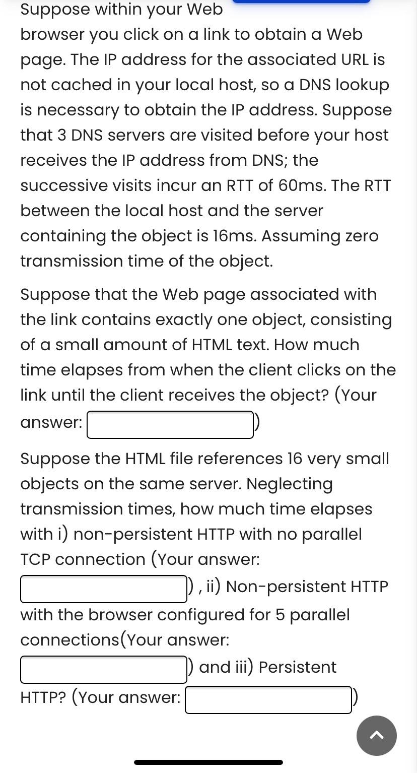 Suppose within your Web browser you click on a link | Chegg.com