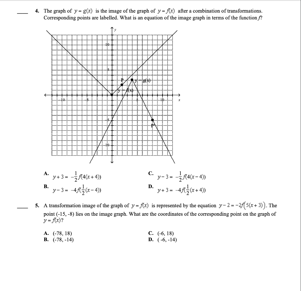 Solved 4. The graph of y = g(x) is the image of the graph of | Chegg.com