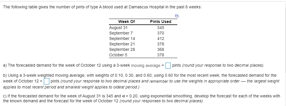 Solved The following table gives the number of pints of type | Chegg.com
