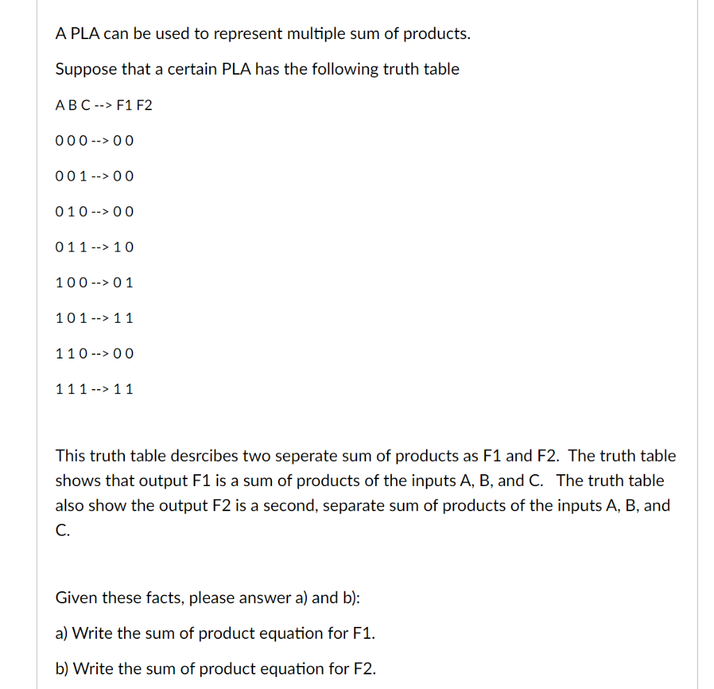 Solved A PLA can be used to represent multiple sum of | Chegg.com