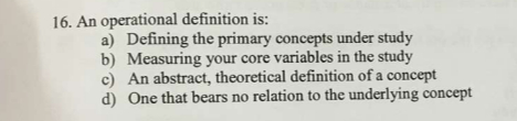 Solved An operational definition is:a) ﻿Defining the primary | Chegg.com