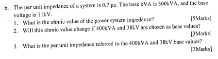 Solved b. The per unit impedance of a system is 0.7pu. The | Chegg.com