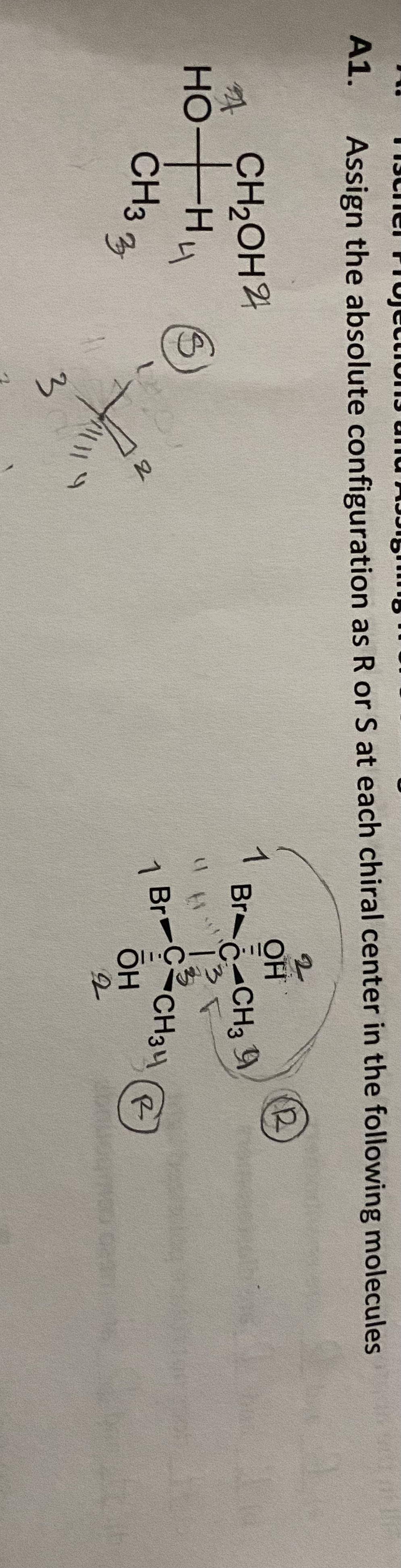 Solved 1. Assign the absolute configuration as R or S at | Chegg.com