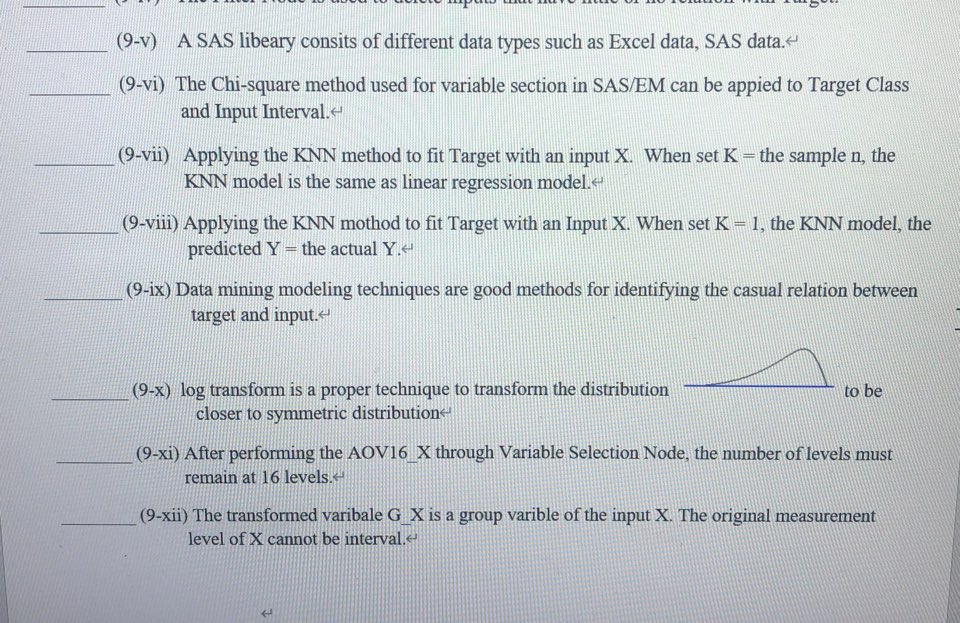 t (9) Determine each of the following statements TRUE | Chegg.com