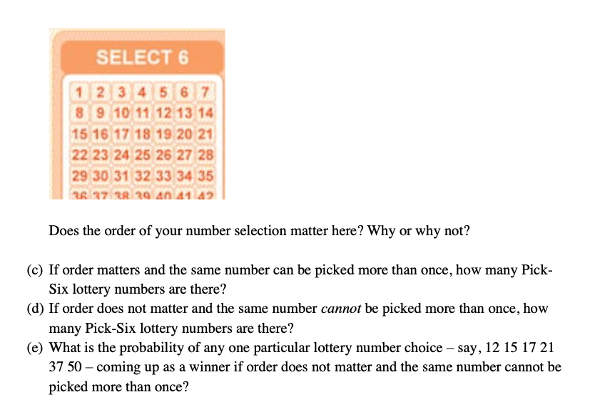 Solved 2. In a particular Pick-Six lottery, players pay | Chegg.com