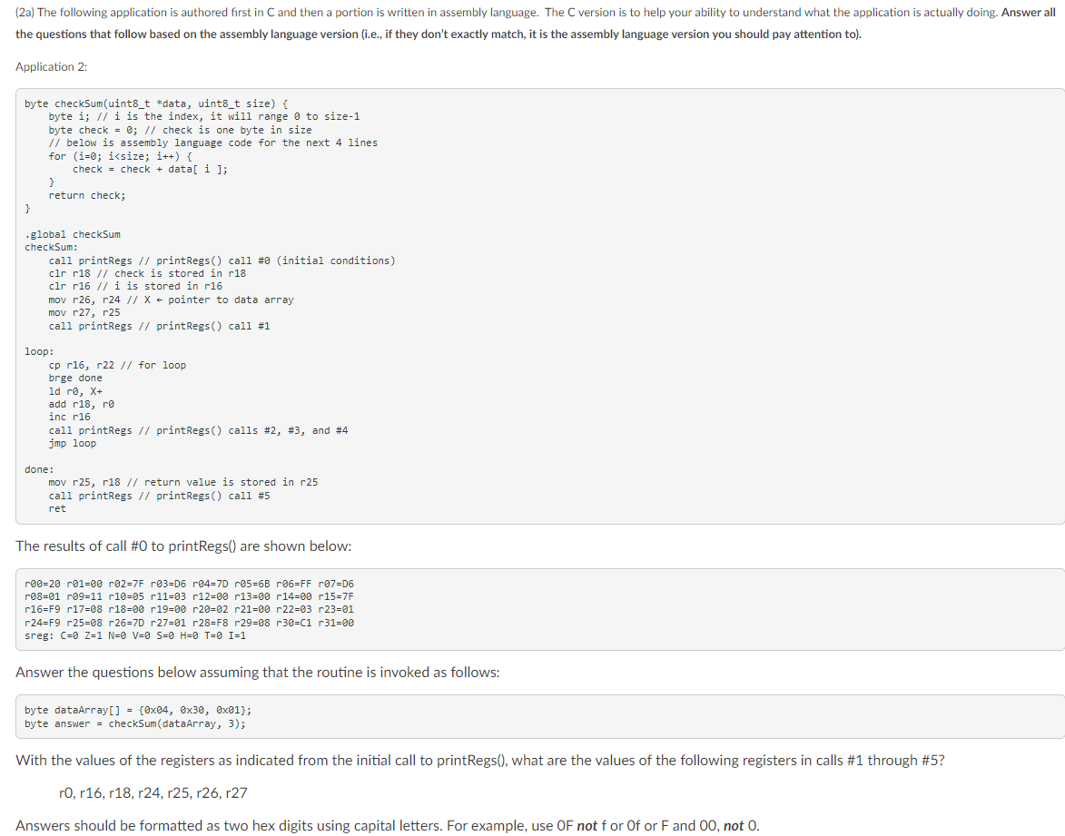 Solved (2a) The following application is authored first in C | Chegg.com
