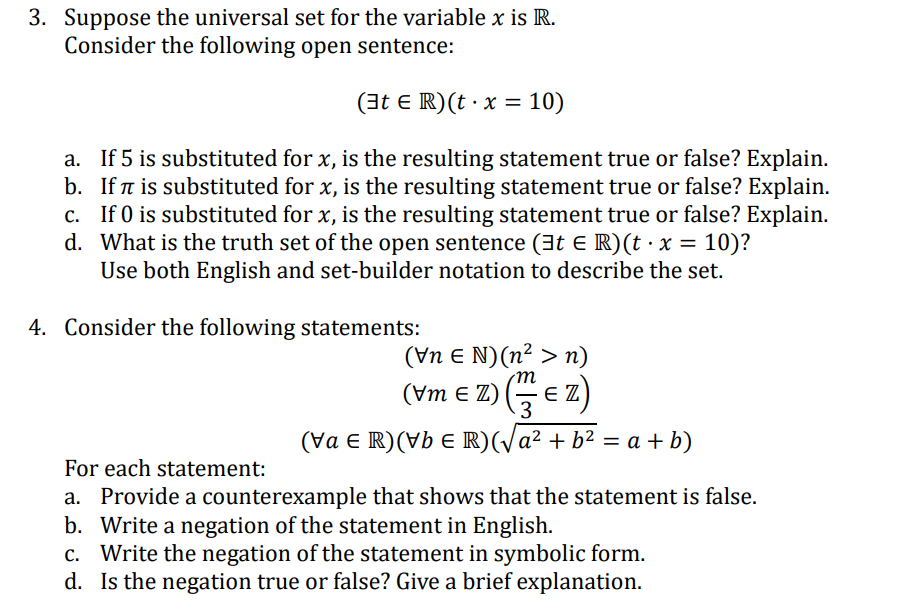 Solved Suppose the universal set for the variable x ﻿is | Chegg.com
