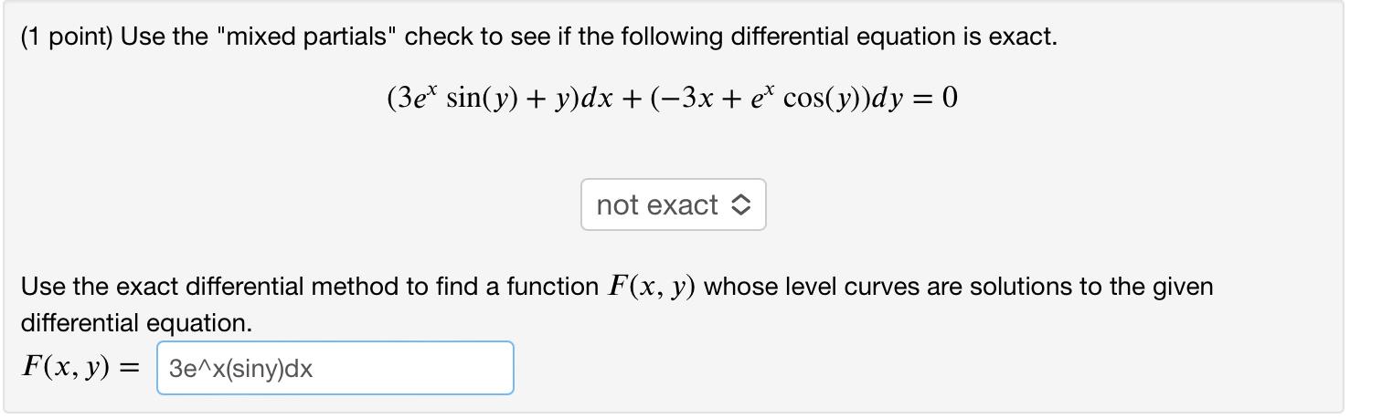 Solved (1 point) Use the Solved (1 point) Use the