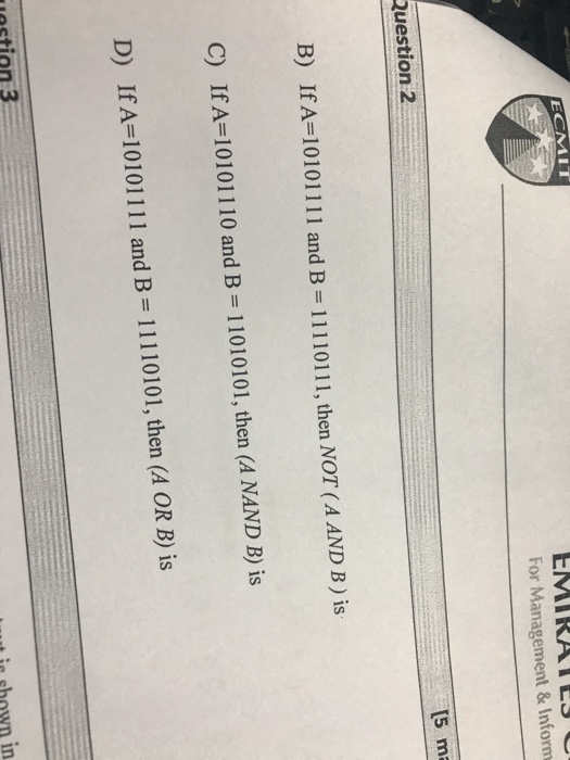 Solved B) If A = 10101111 and B= 11110111, then NOT (A AND | Chegg.com
