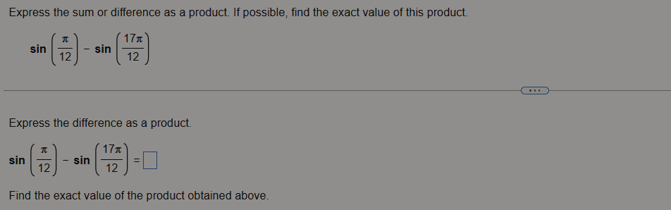 Solved Express the sum or difference as a product. If | Chegg.com