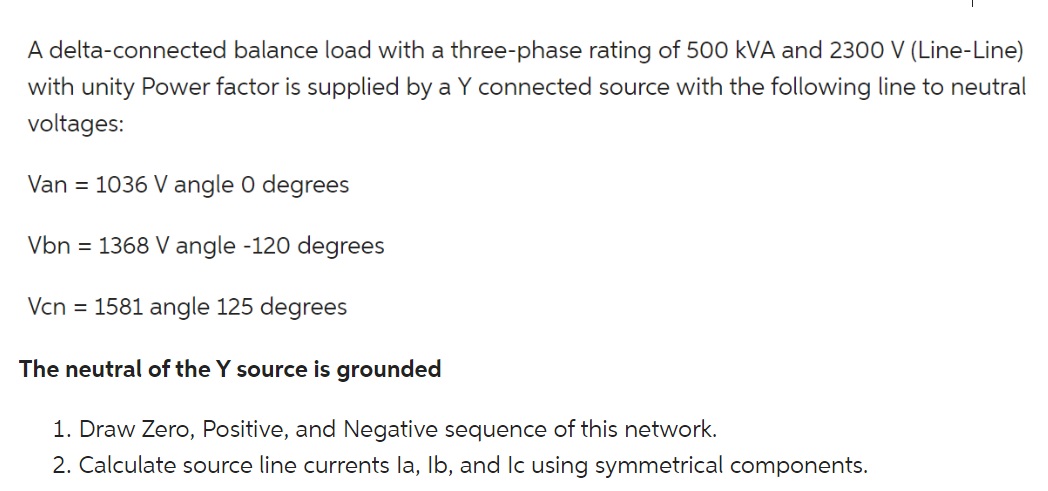 Solved A delta-connected balance load with a three-phase | Chegg.com
