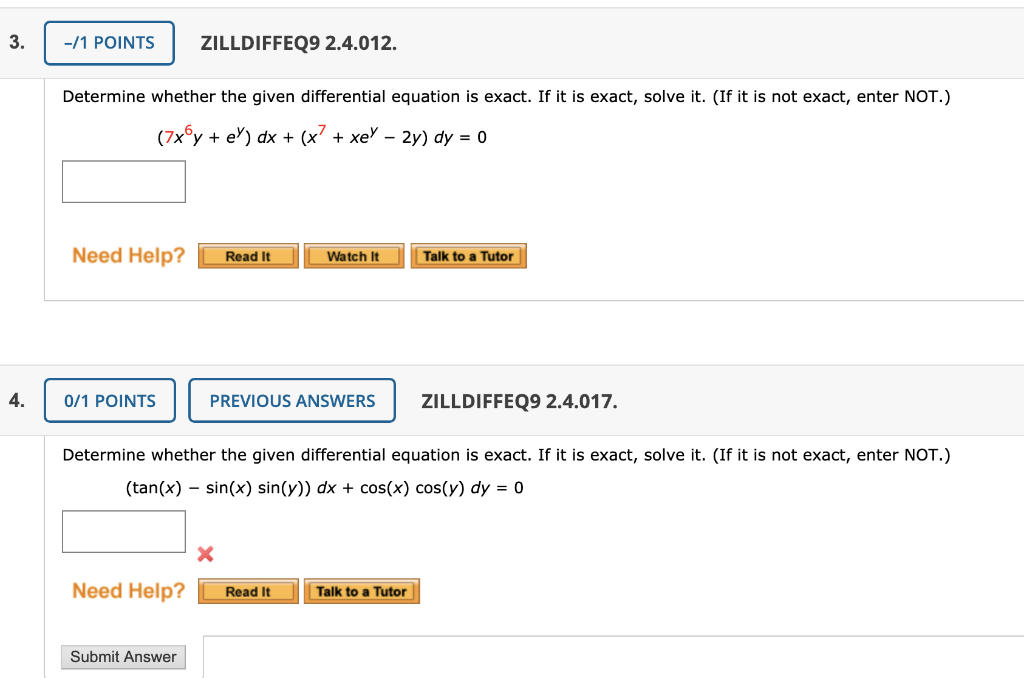 Solved -/1 POINTS ZILLDIFFEQ9 2.4.004. Determine whether the | Chegg.com