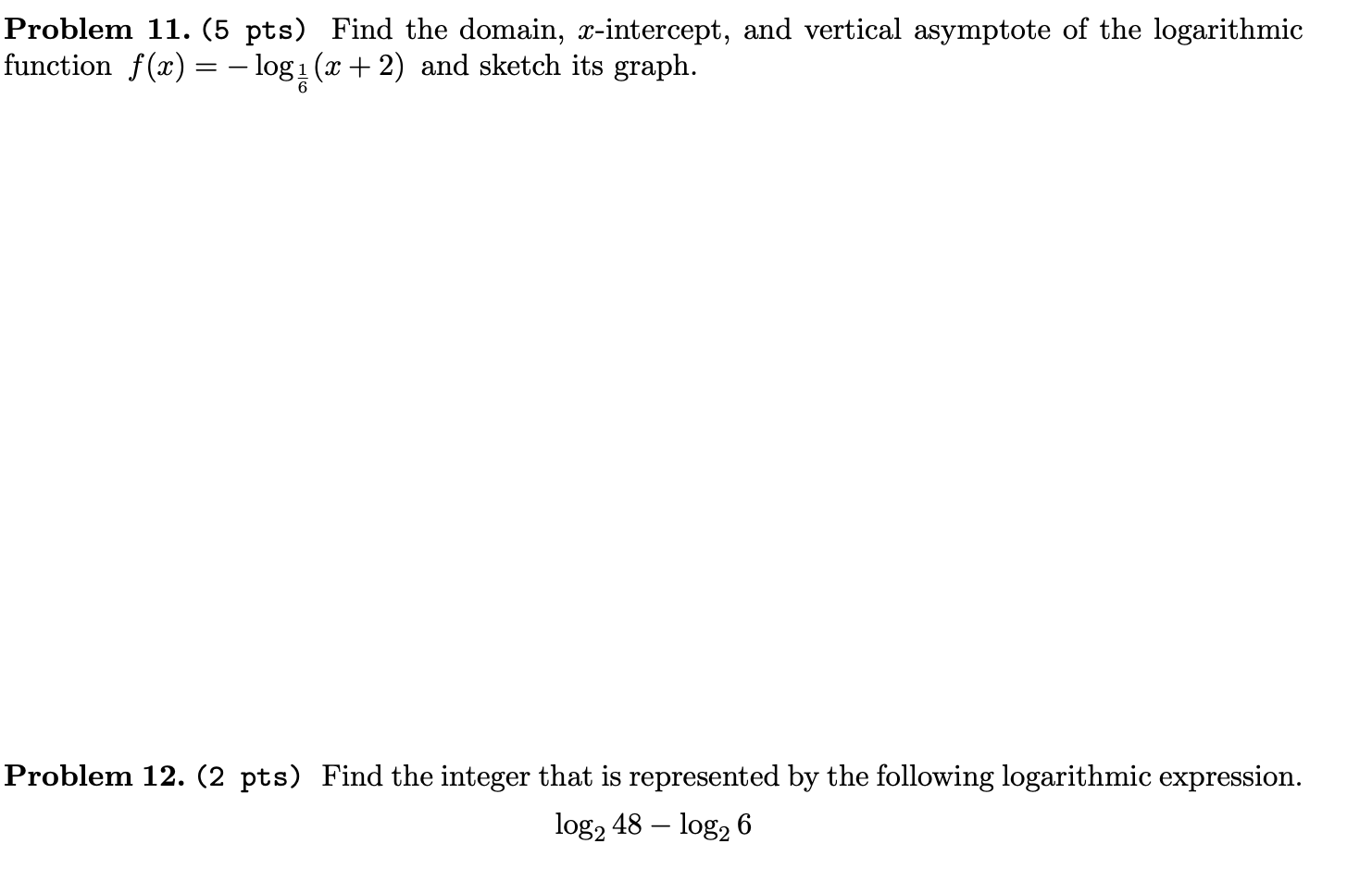 Solved Problem 11. (5 pts) Find the domain, x-intercept, and | Chegg.com