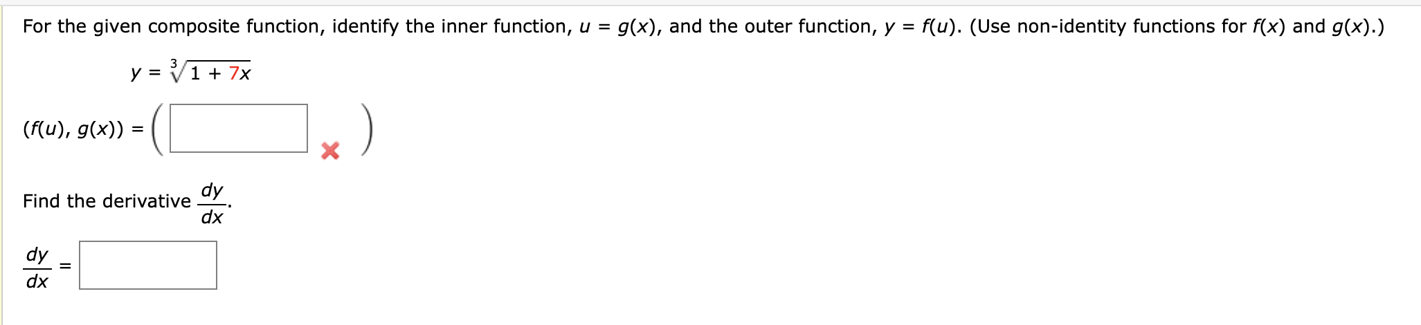 Solved For the given composite function, identify the inner | Chegg.com
