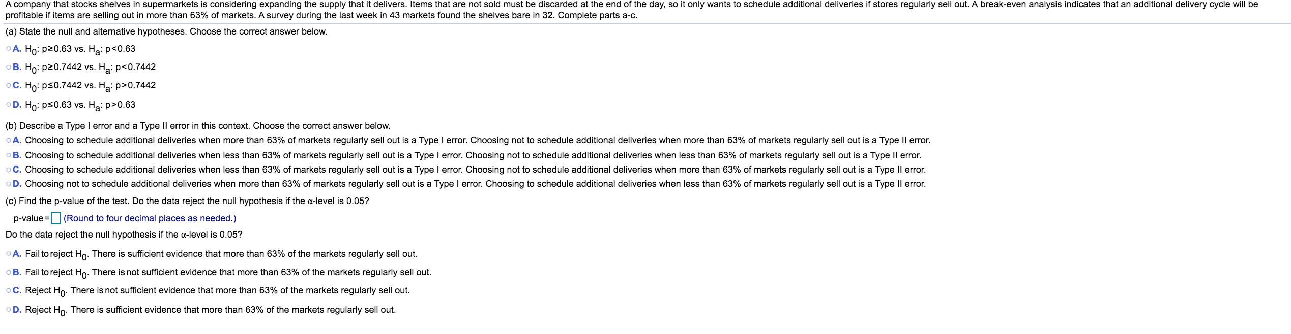 Solved A company that stocks shelves in supermarkets is | Chegg.com