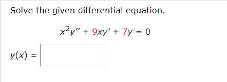 Solved Solve the given differential equation. | Chegg.com