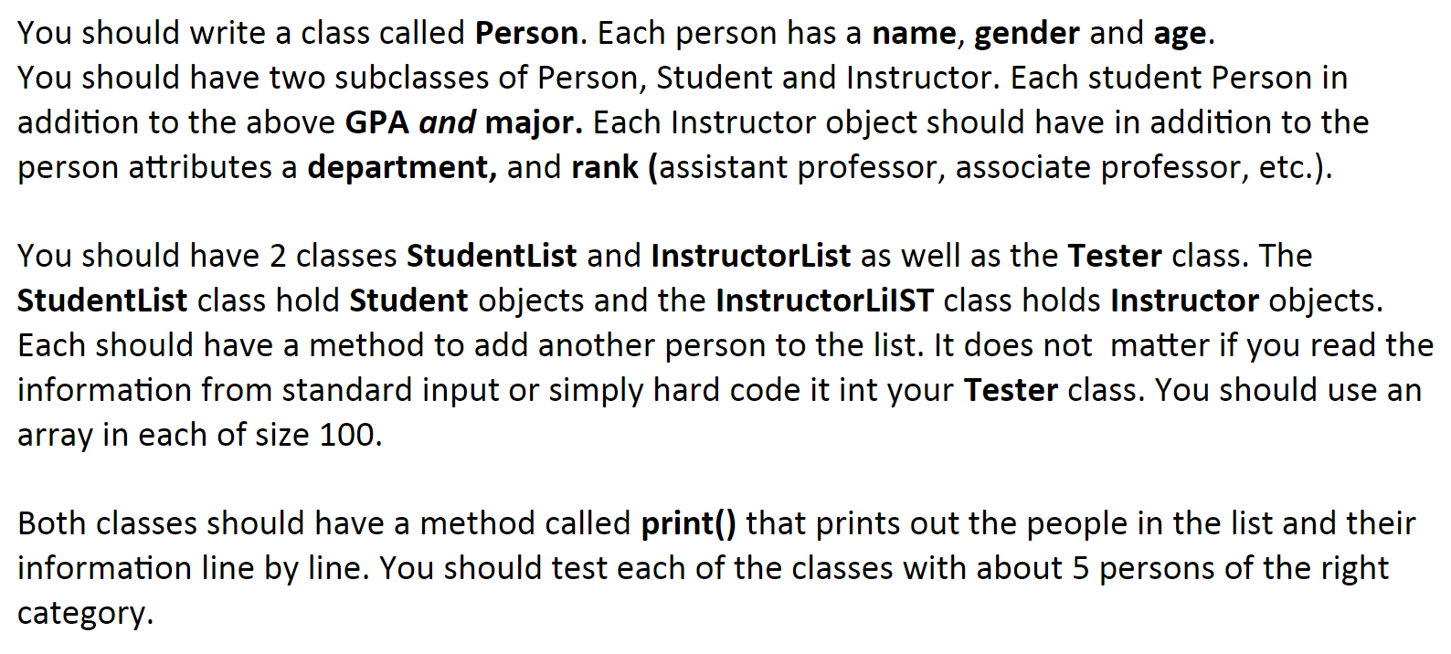 Solved You should write a class called Person. Each person | Chegg.com