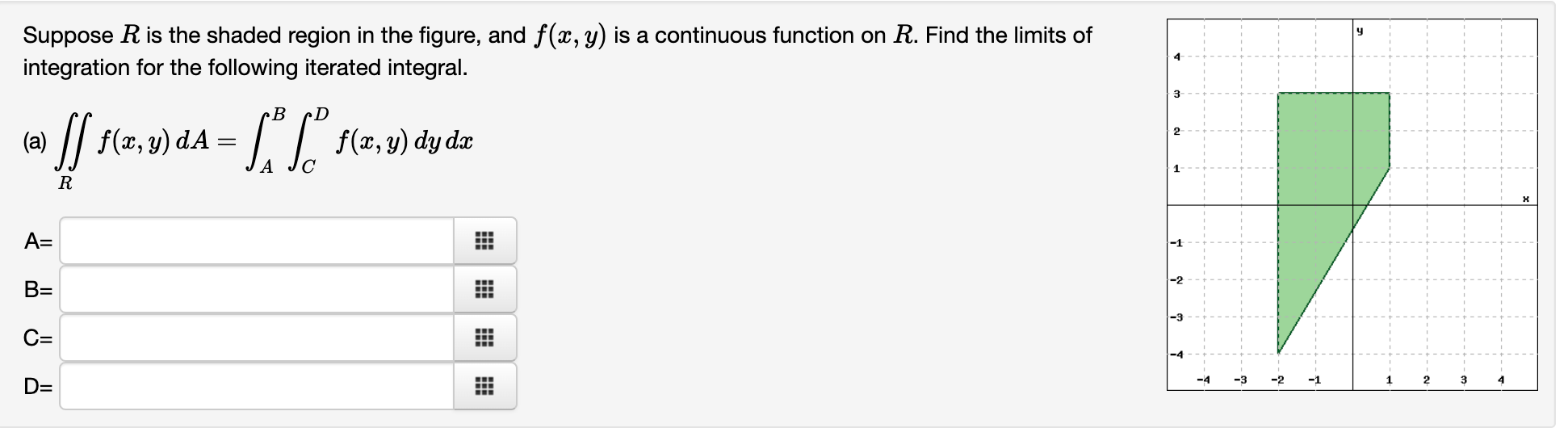 Solved Suppose is the shaded region in the figure, and is a | Chegg.com