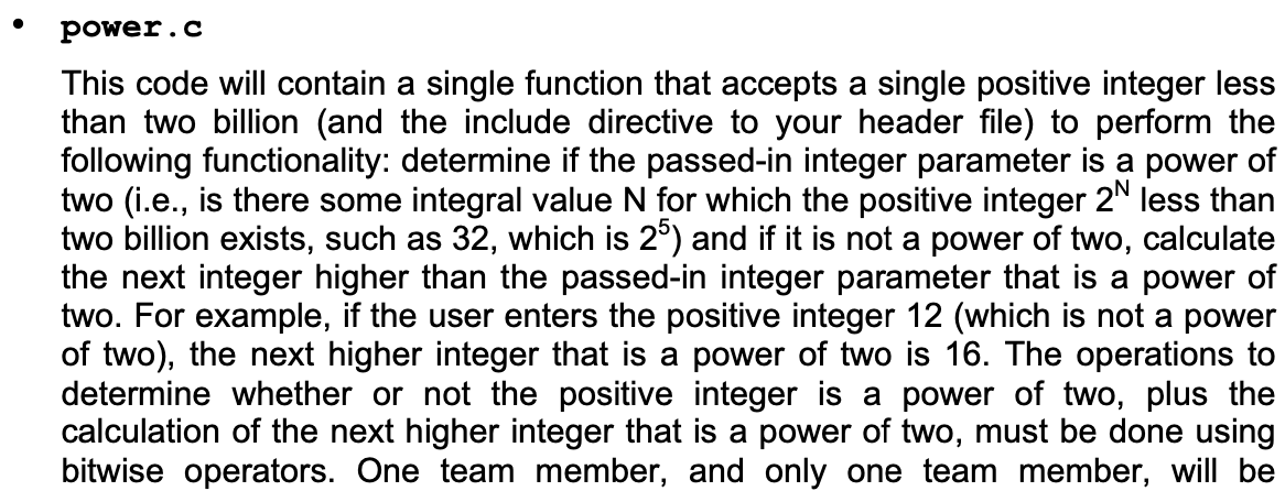 Solved power.c This code will contain a single function that | Chegg.com