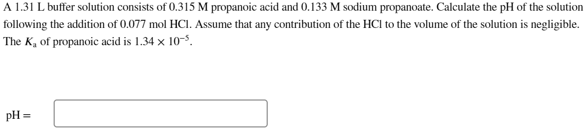Solved A 1.31 L ﻿buffer solution consists of 0.315 M | Chegg.com