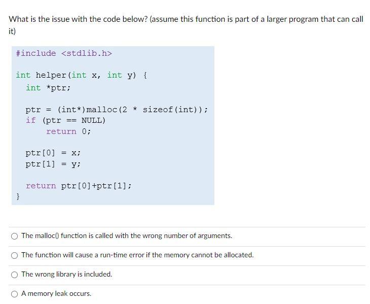 Solved What is the issue with the code below? (assume this | Chegg.com