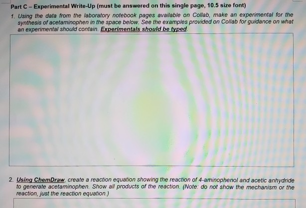 Solved Part C-Experimental Write-Up (must be answered on | Chegg.com