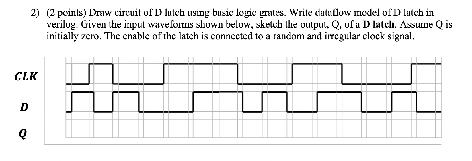 Solved 2) (2 points) Draw circuit of D latch using basic | Chegg.com