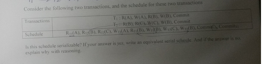 Solved Consider the following two transactions, and the | Chegg.com