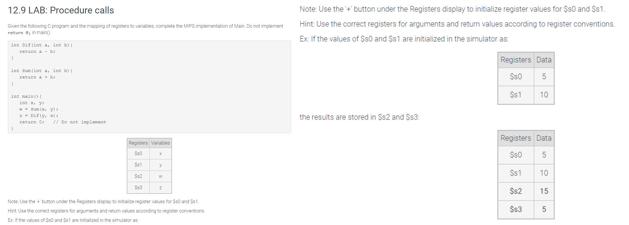 Solved 12.9 LAB: Procedure calls Given the following C | Chegg.com