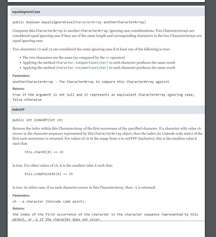 Solved Specification CharacterArray is a class that allows | Chegg.com