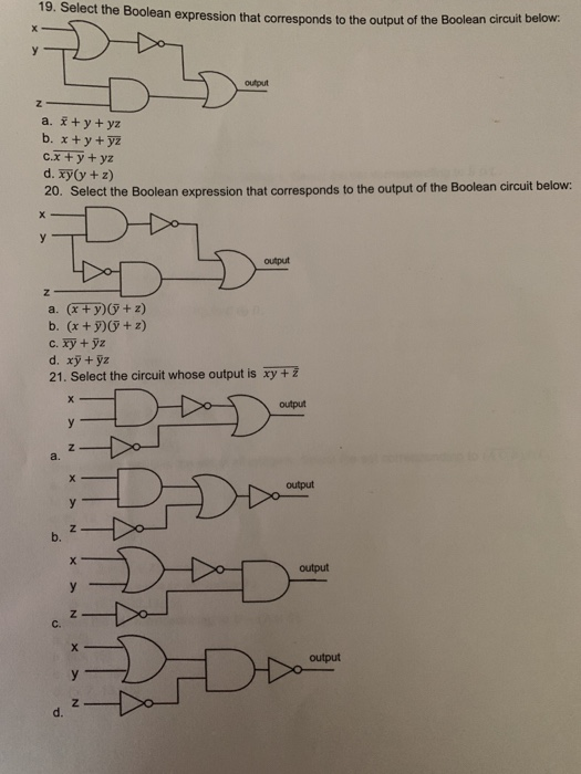 Solved an expression that corresponds to the output of the | Chegg.com