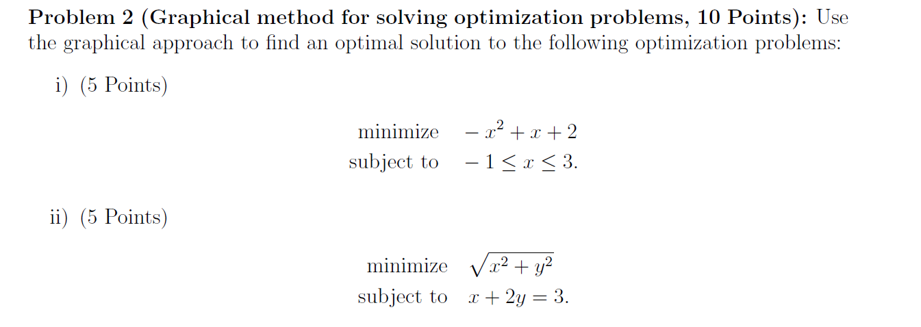Solved Problem 2 (Graphical method for solving optimization | Chegg.com