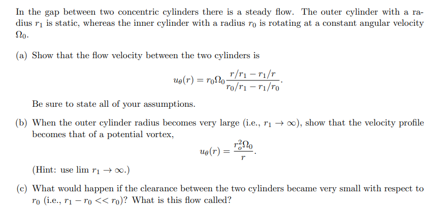 Solved In the gap between two concentric cylinders there is | Chegg.com