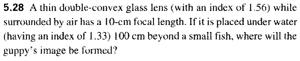 5.28 A thin double-convex glass lens (with an index | Chegg.com