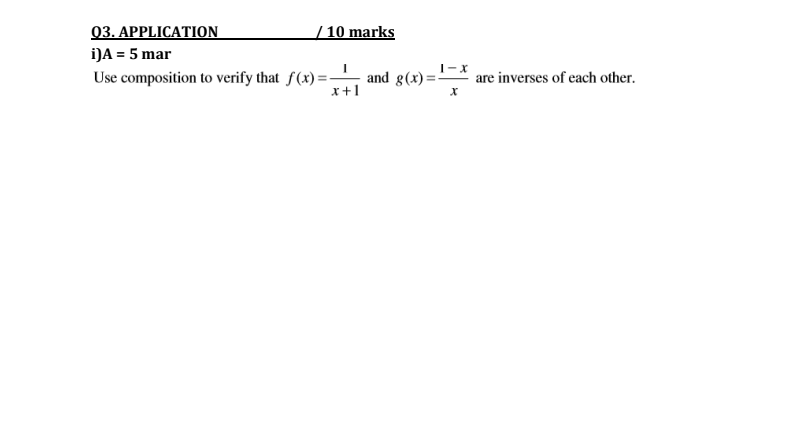 Solved i)A = 5 mar Use composition to verify that f(x)=x+11 | Chegg.com