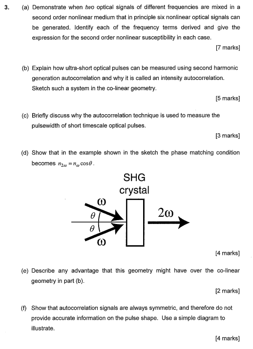 Solved 3. (a) Demonstrate when two optical signals of | Chegg.com
