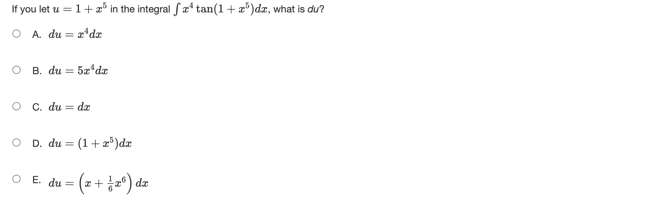 Solved ∫01x2(x3+1)5dx A. −27 B. 21 C. 27 D. 221 E. 21If you | Chegg.com