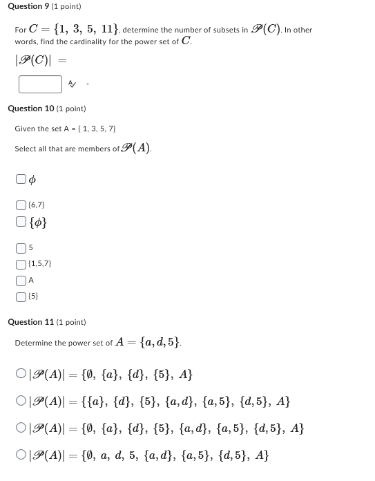 Solved From the sets described below, select all that are | Chegg.com