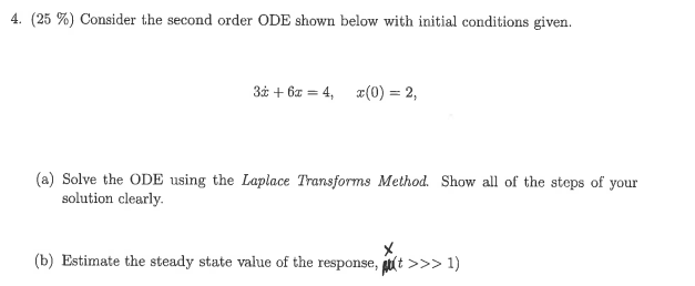 Solved 4. (25\%) Consider the second order ODE shown below | Chegg.com