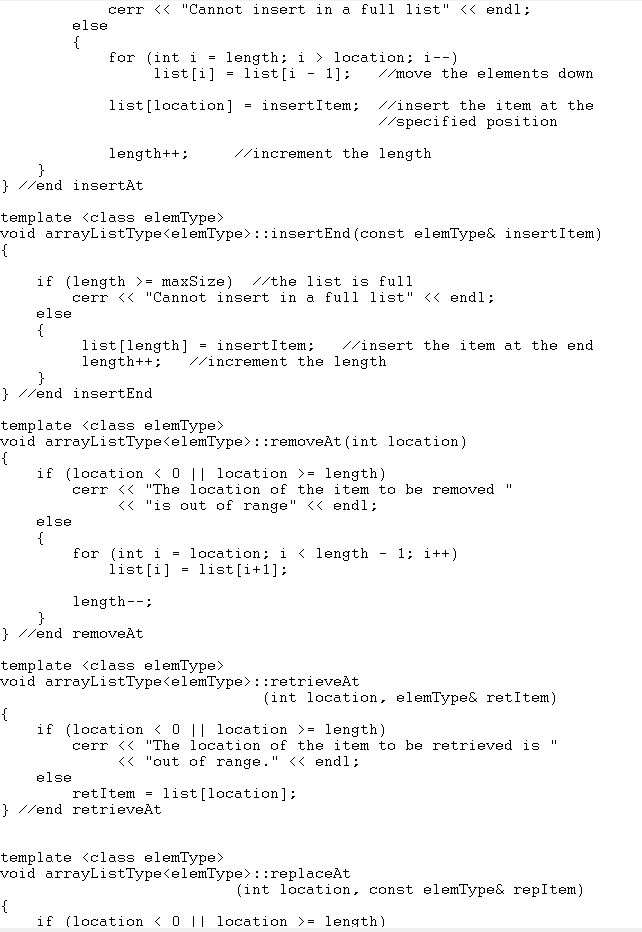 Solved Here is the arraylisttype.h file for you reference | Chegg.com