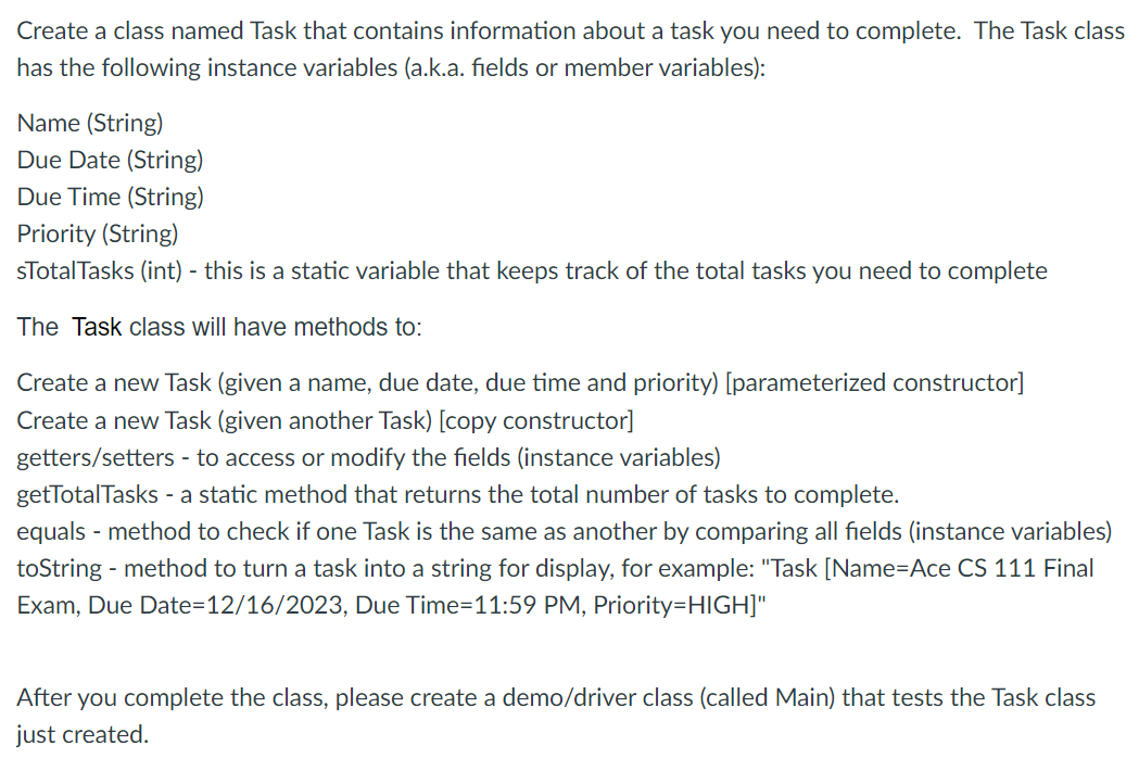Solved In this assignment, we will be creating a Task List | Chegg.com