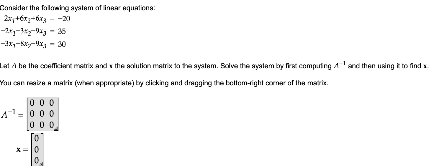 Solved Consider the following system of linear equations: | Chegg.com