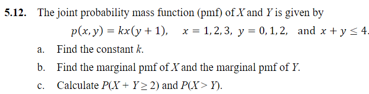 Solved 12. The joint probability mass function (pmf) of X | Chegg.com
