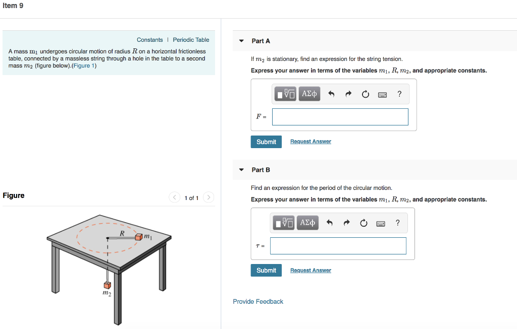 Solved Item 9 Constants| Periodic Table Part A A mass m | Chegg.com