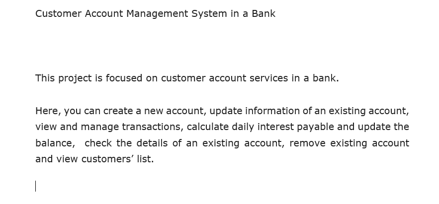 Solved Customer Account Management System in a Bank This | Chegg.com
